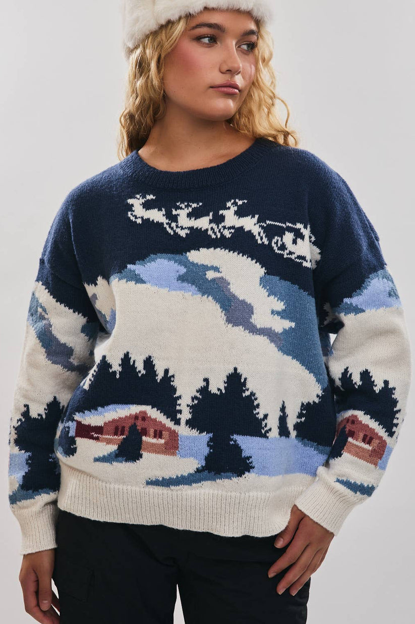 north pole sweater - navy – WildflowersATX